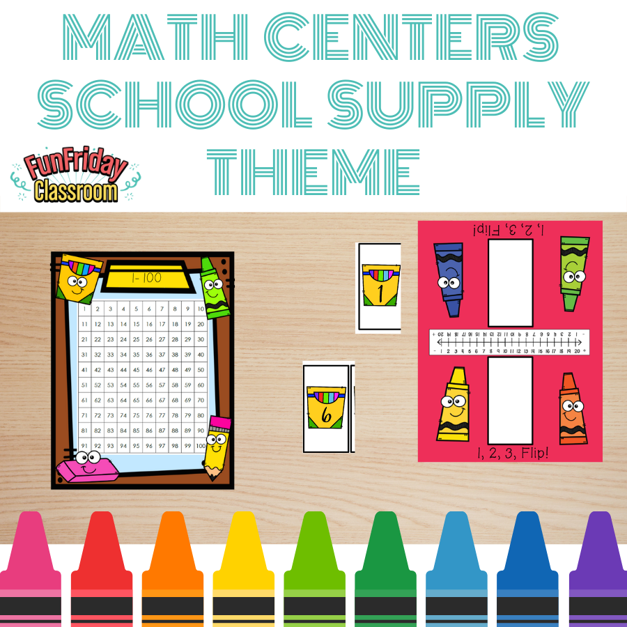 School Supply Theme - Math Centers - Numbers and Counting ...