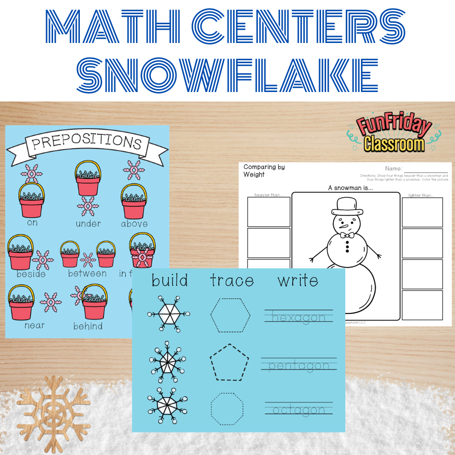 Snowflake Theme - Math Centers - Measurement and Geometry Bundle ...