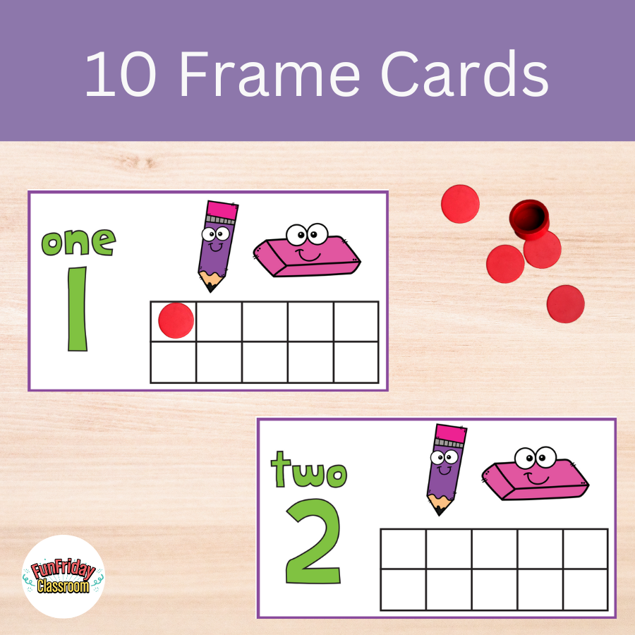 10 Frames School Supply Printable Frame Cards — Kindergarten Crate