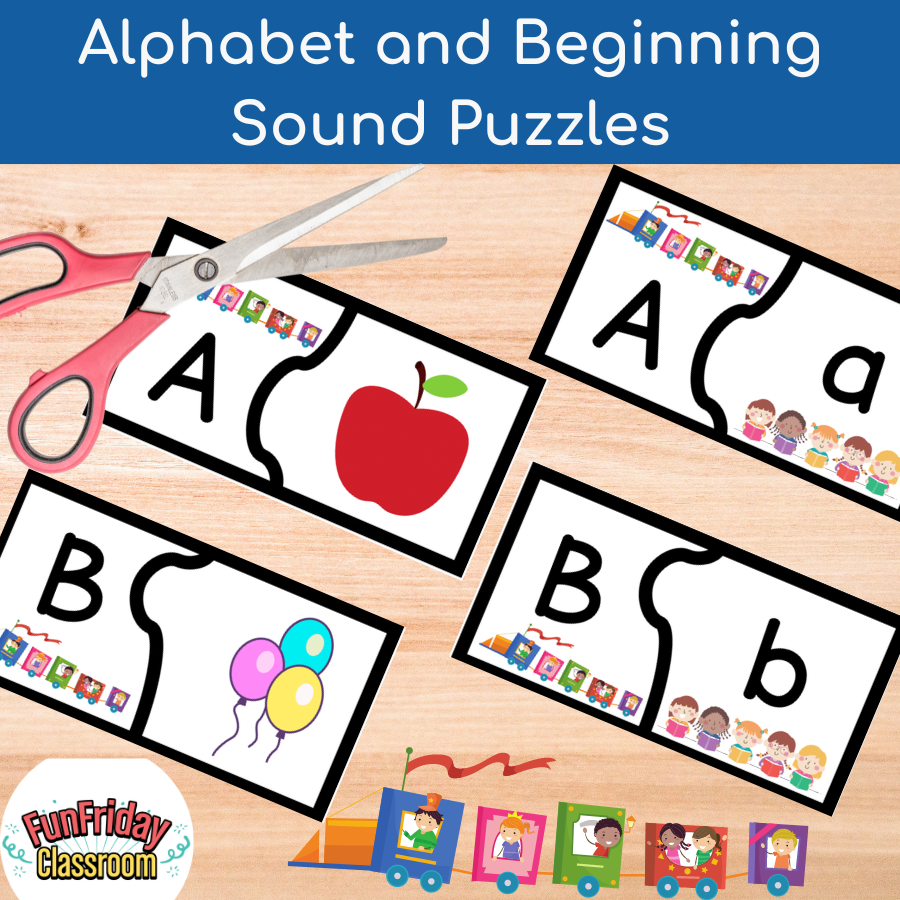 Alphabet and Beginning Sound Puzzles - Book Theme — Kindergarten Crate