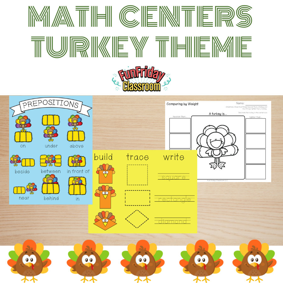Turkey Theme - Math Centers - Measurement and Geometry — Kindergarten Crate